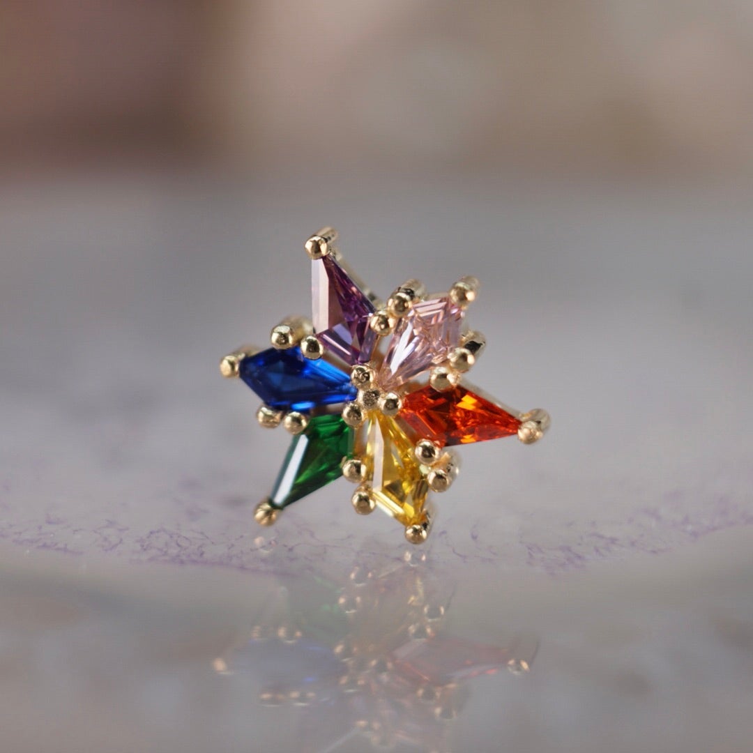 Pride Dahlia Threadless End by Norvoch | Timeless Piercing & Jewelers